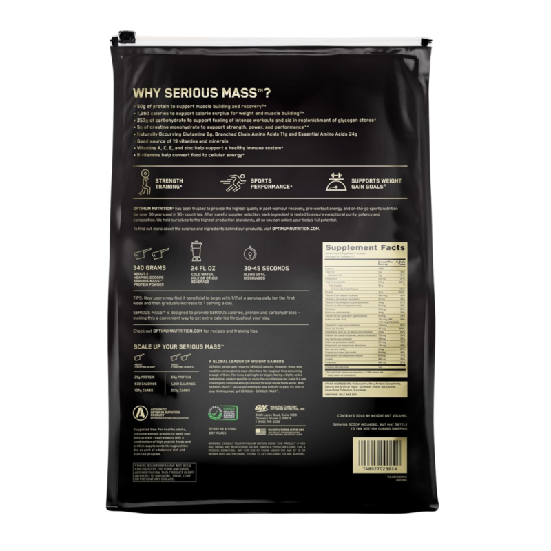 Serious Mass 12lb - Optimum Nutrition - Vainilla - Colsports